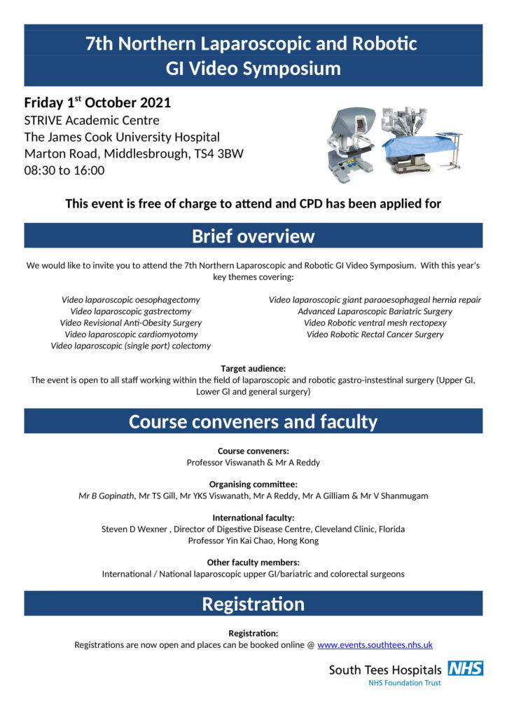 7th Northern Laparoscopic & Robotic GI Video Symposium - Friday 1st ...