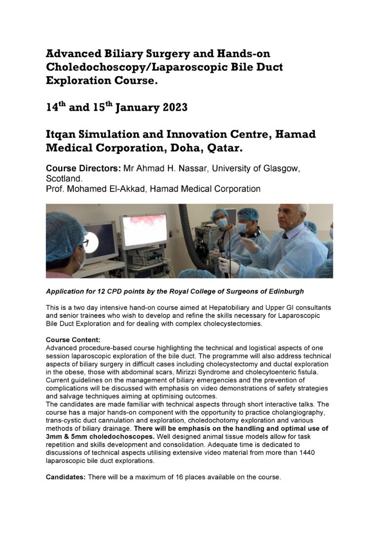 Advanced Biliary Surgery & Hands-On Choledochoscopy/Laparoscopic Bile ...