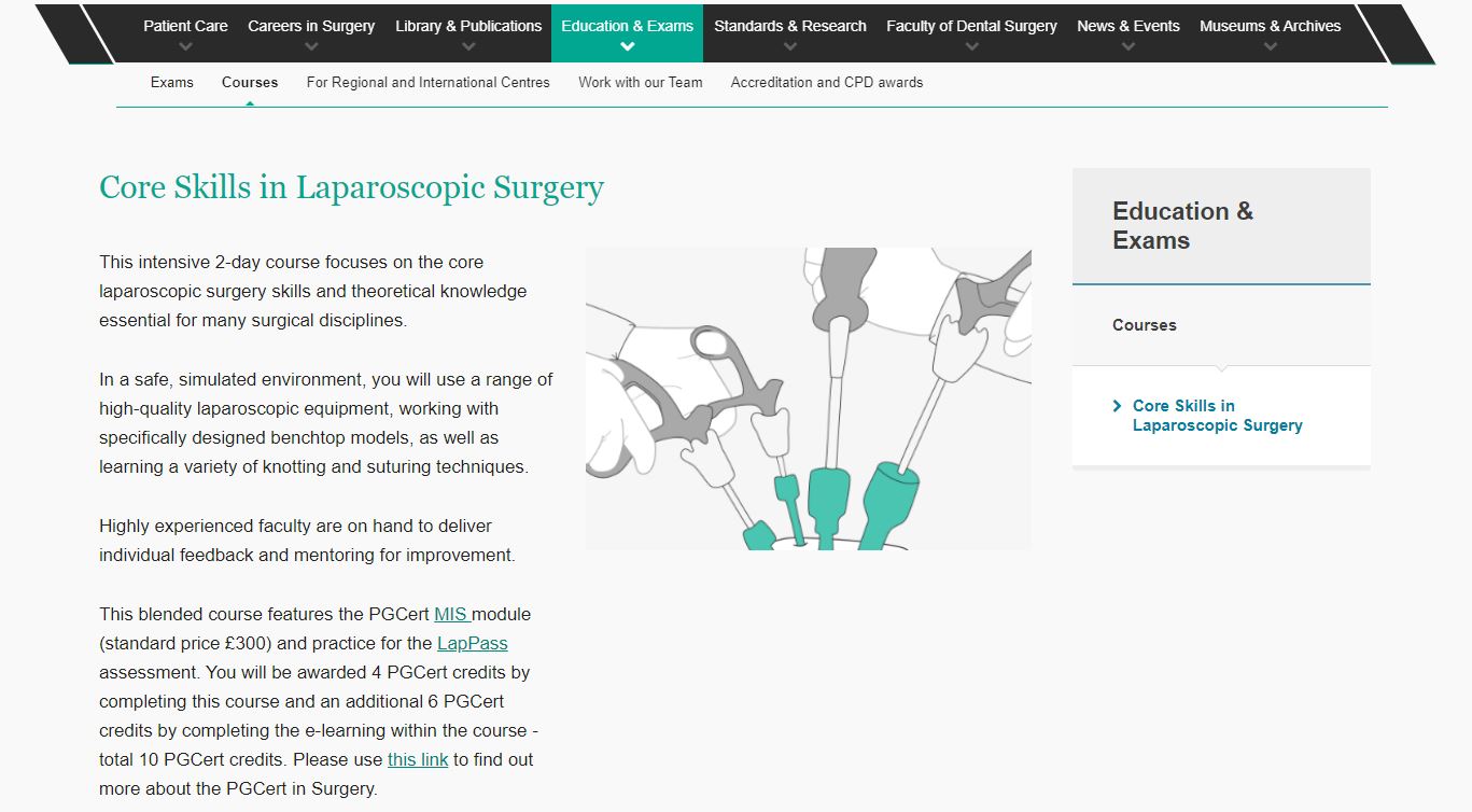 RCS England Core Skills in Laparoscopic Surgery Course – 29th & 30th ...