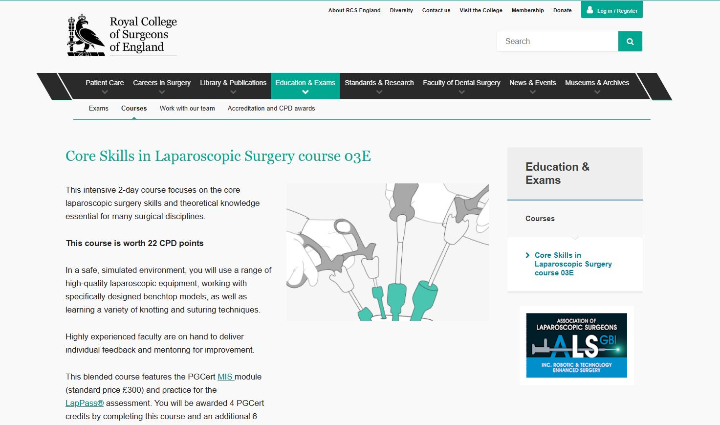 RCS England Core Skills in Laparoscopic Surgery Course - 14th & 15th ...
