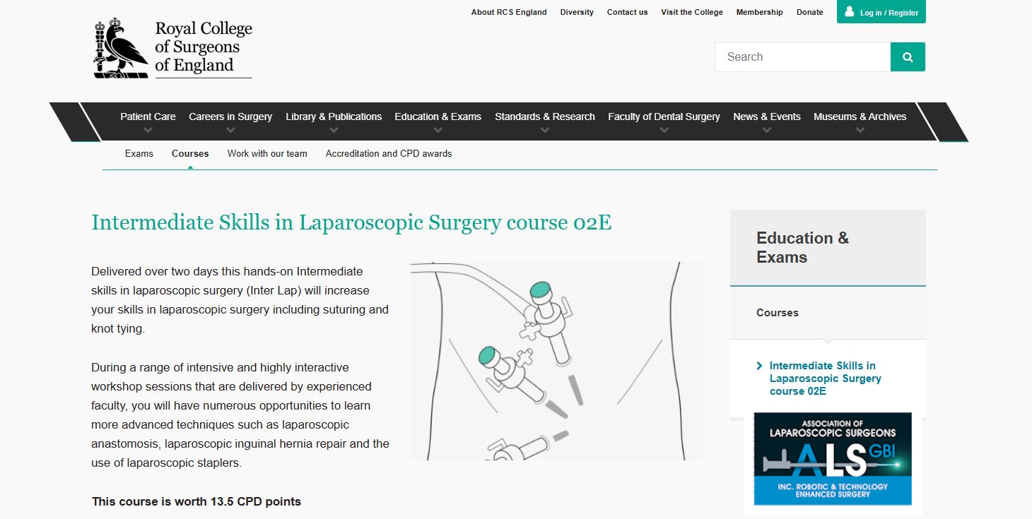 RCS England Intermediate Skills in Laparoscopic Surgery Course - 14th ...